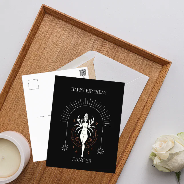 Happy Birthday Mystic Cancer Zodiac Horoscope Postcard | Zazzle