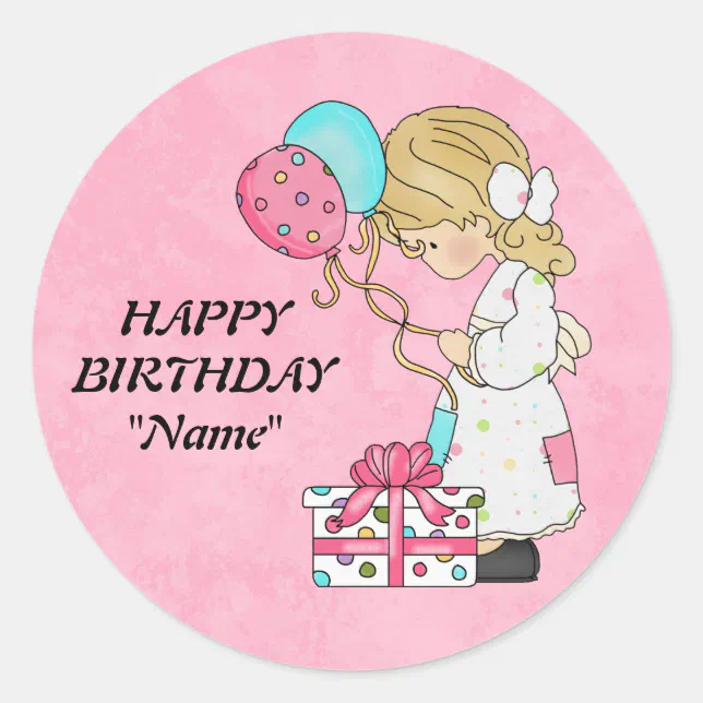 Happy Birthday name sticker | Zazzle