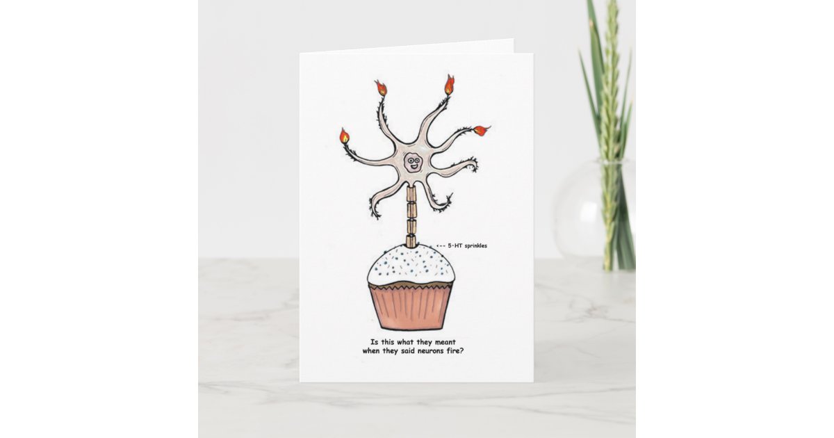 Happy Birthday Neuron Cupcake Card | Zazzle
