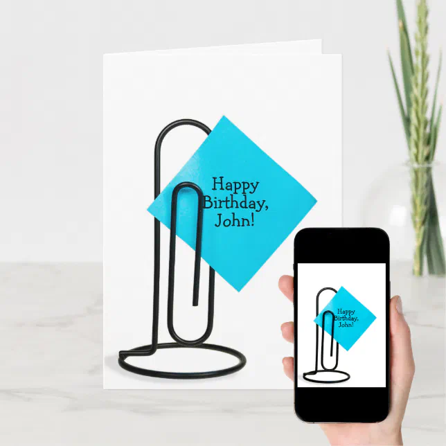 Happy Birthday note on paper clip Card | Zazzle