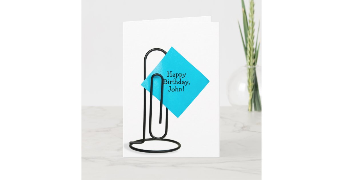 Happy Birthday note on paper clip Card | Zazzle