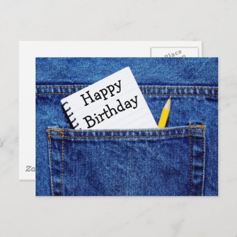 Happy Birthday Notebook in Pocket Postcard | Zazzle