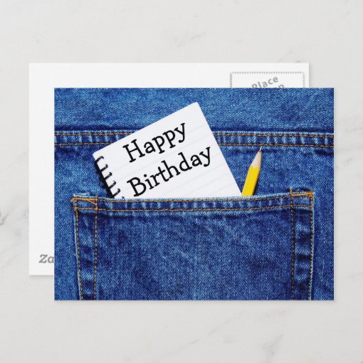 Happy Birthday Notebook in Pocket Postcard | Zazzle