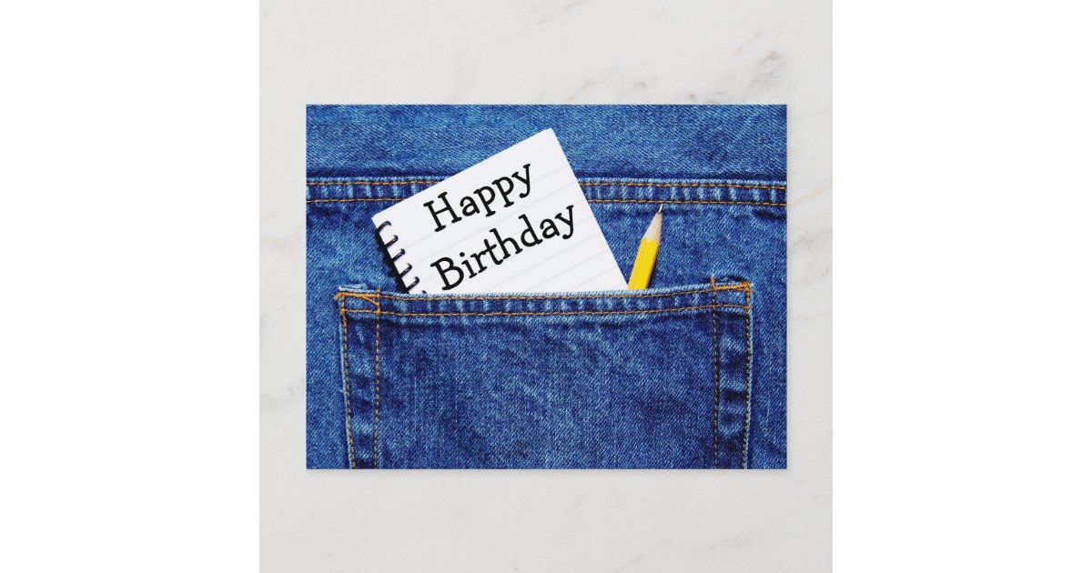 Happy Birthday Notebook in Pocket Postcard | Zazzle
