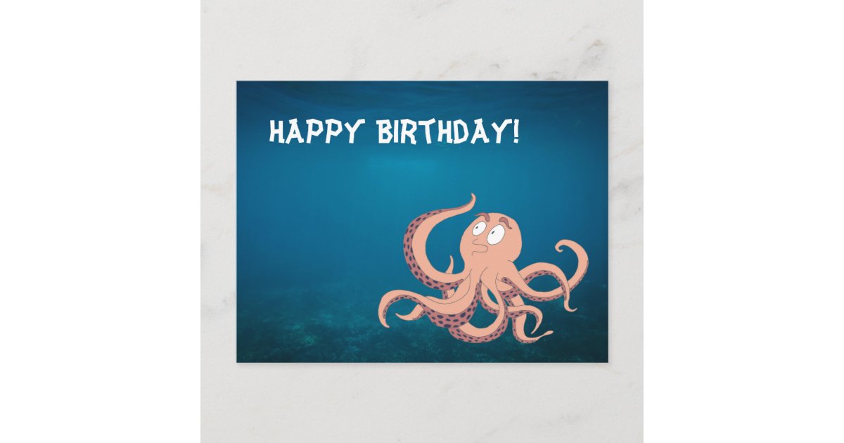 Happy Birthday Octopus Postcard | Zazzle