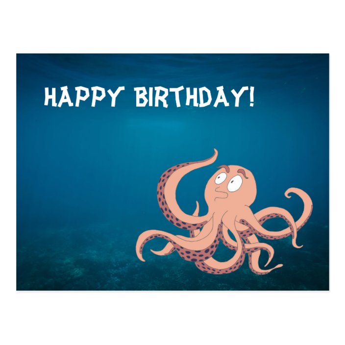 Happy Birthday Octopus Postcard | Zazzle.com