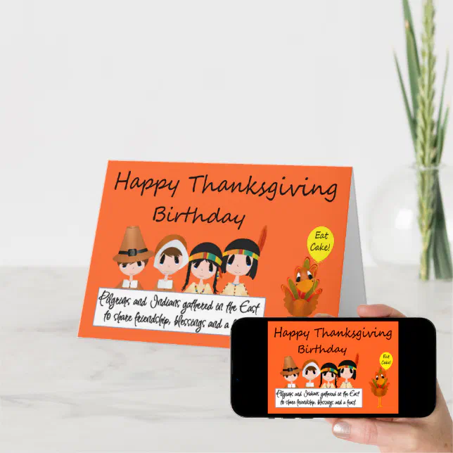 Happy Birthday On Thanksgiving Greeting Card | Zazzle