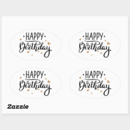 Happy Birthday Oval Sticker | Zazzle