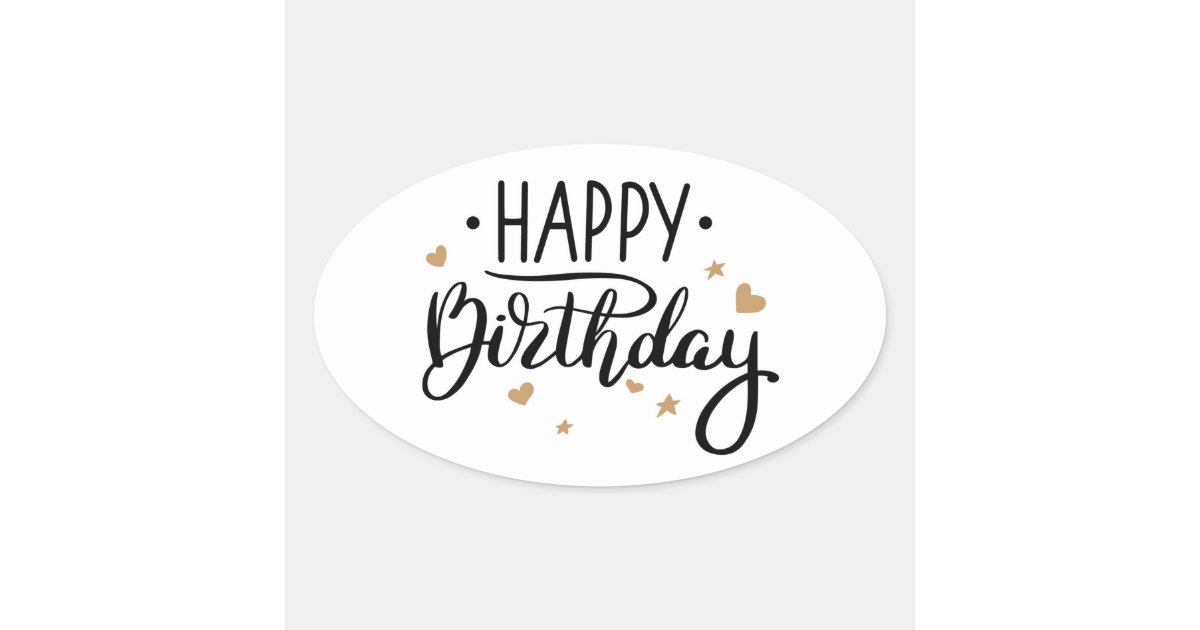 Happy Birthday Oval Sticker | Zazzle