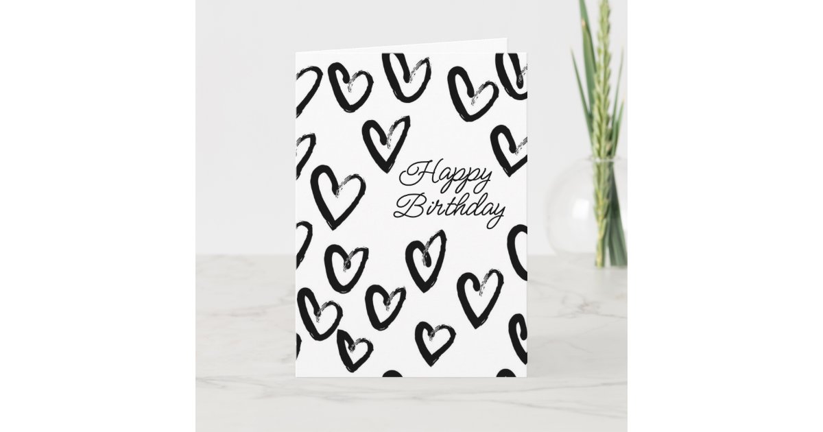 Happy Birthday | Paint Stroke Heart Pattern Card | Zazzle