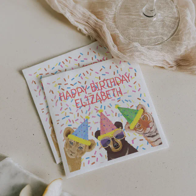 Happy Birthday Party Animals Personalized Napkins | Zazzle