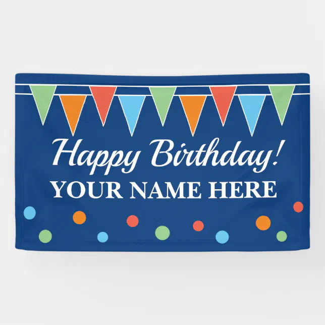 Happy Birthday party banner with bunting flags | Zazzle