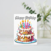 Happy Birthday Party Cake Postcard | Zazzle