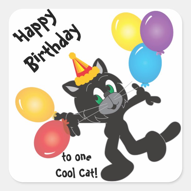 Happy Birthday Cat Stickers | Zazzle
