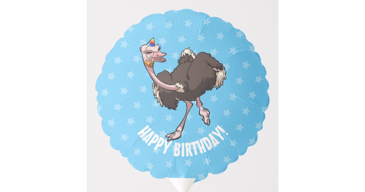 Happy Birthday Party Dancing Cartoon Ostrich Balloon | Zazzle