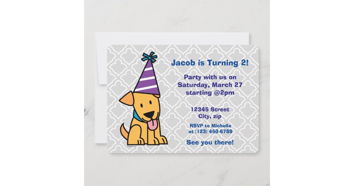 Happy Birthday Party Lab puppy Invitation | Zazzle