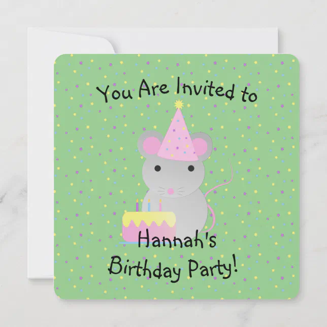 Happy Birthday Party Mouse Invitation | Zazzle