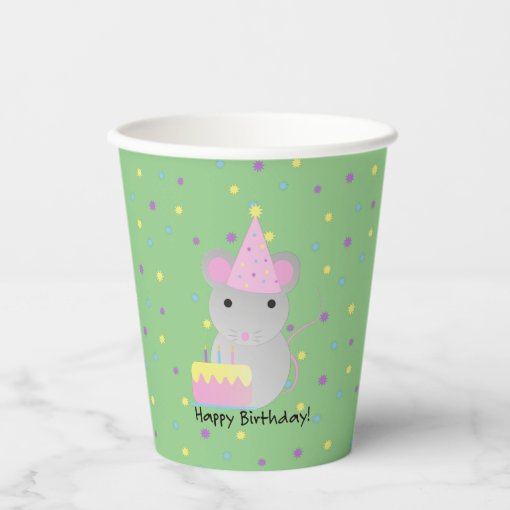 Happy Birthday Party Mouse Paper Cups | Zazzle