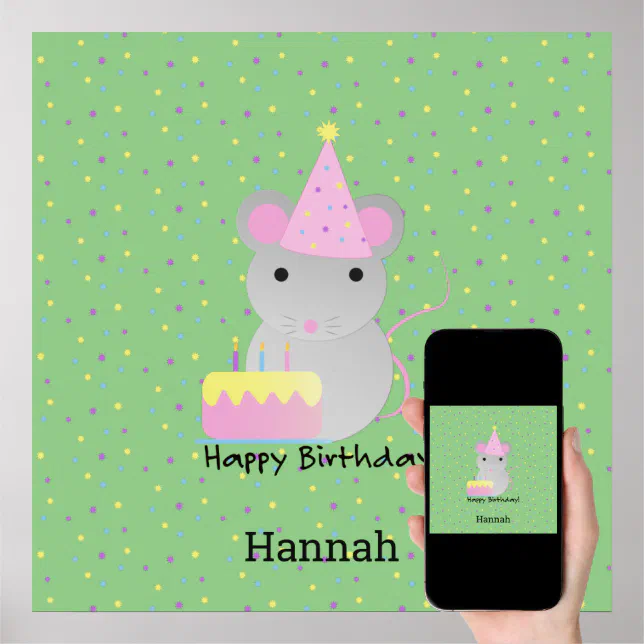 Happy Birthday Party Mouse Poster | Zazzle