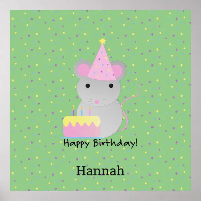 Happy Birthday Party Mouse Poster | Zazzle