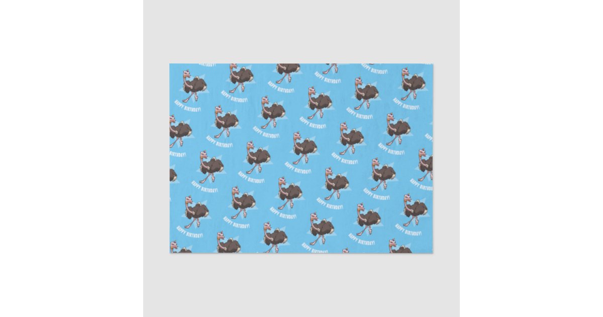 Happy Birthday Party Ostrich Dancing Cartoon Tissue Paper | Zazzle