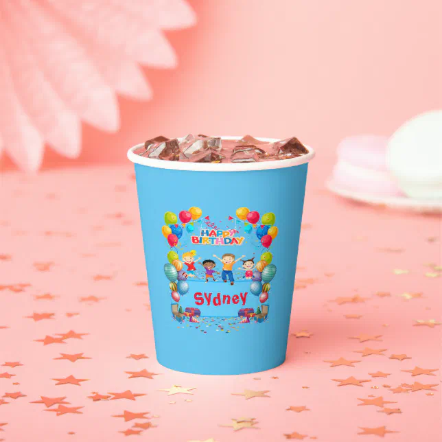 Happy Birthday Party Paper Cup Kids Tableware | Zazzle