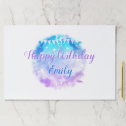 Happy Birthday Party Pastel Colors Stars Banners Paper Pad | Zazzle