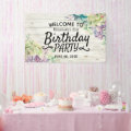 Happy Birthday Party Succulent Rustic Wood Welcome Banner | Zazzle