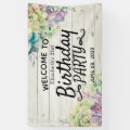 Happy Birthday Party Succulent Rustic Wood Welcome Banner | Zazzle