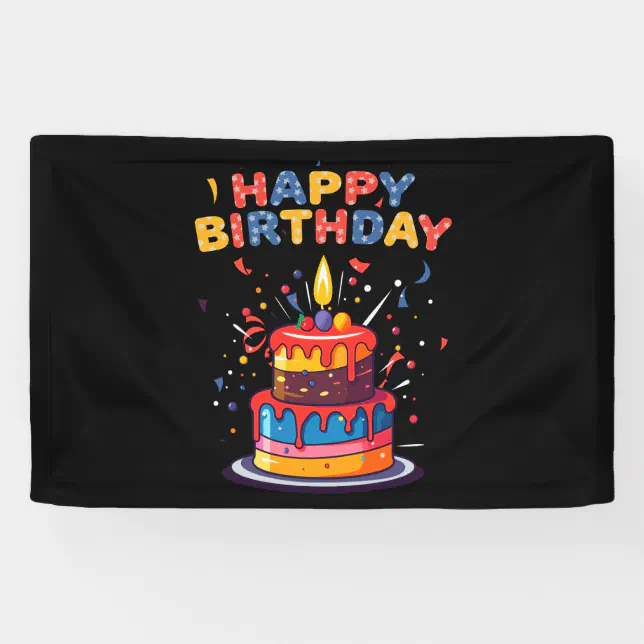 Happy Birthday Party Theme Supplies 2.5x4 Vinyl Banner | Zazzle