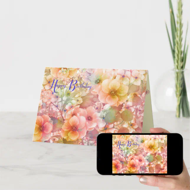 Happy Birthday pastel flower garden Card | Zazzle