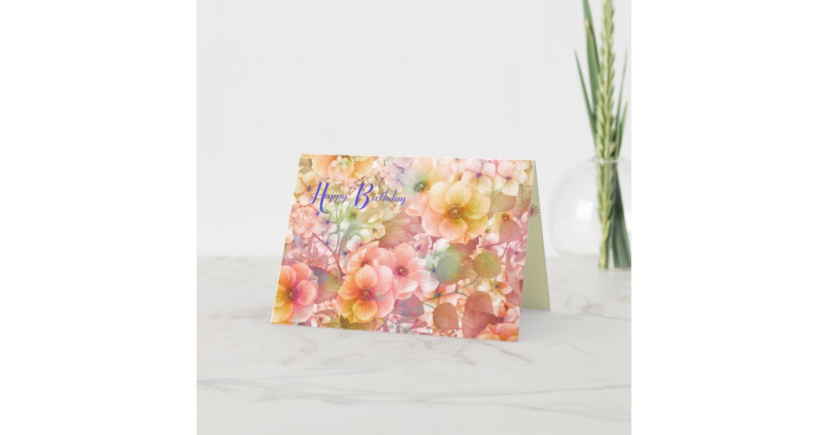 Happy Birthday pastel flower garden Card | Zazzle