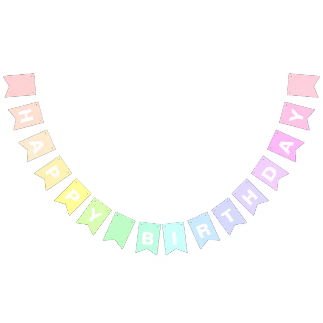 Happy Birthday Pastel Rainbow BUNTING FLAGS | Zazzle