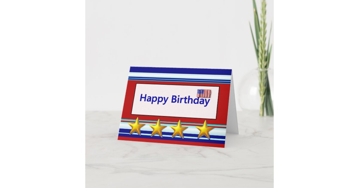 Happy Birthday Patriotic With Flag Card | Zazzle
