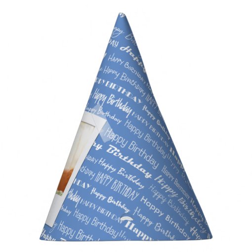 Happy Birthday Pattern Blue Party Kids Photo Cute Party Hat | Zazzle