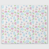 Happy Birthday Pattern in Pink/Blue Wrapping Paper | Zazzle