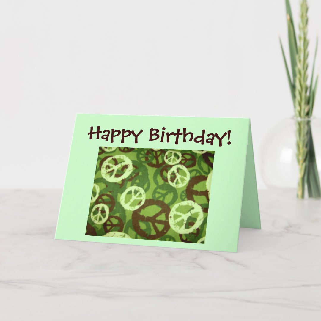 Happy Birthday!-Peace Signs/Camo Design Card | Zazzle