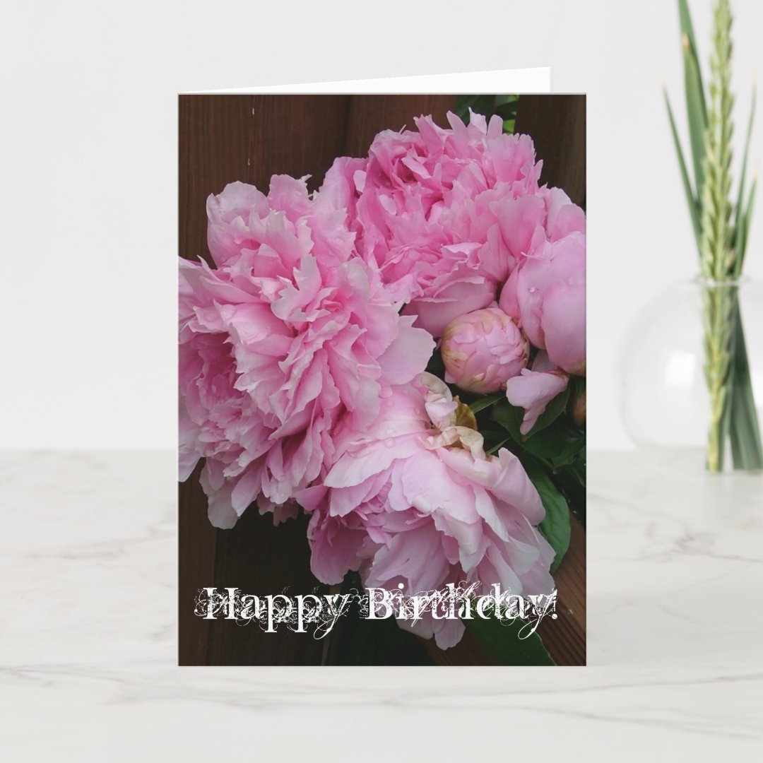 Happy Birthday Peony Card | Zazzle