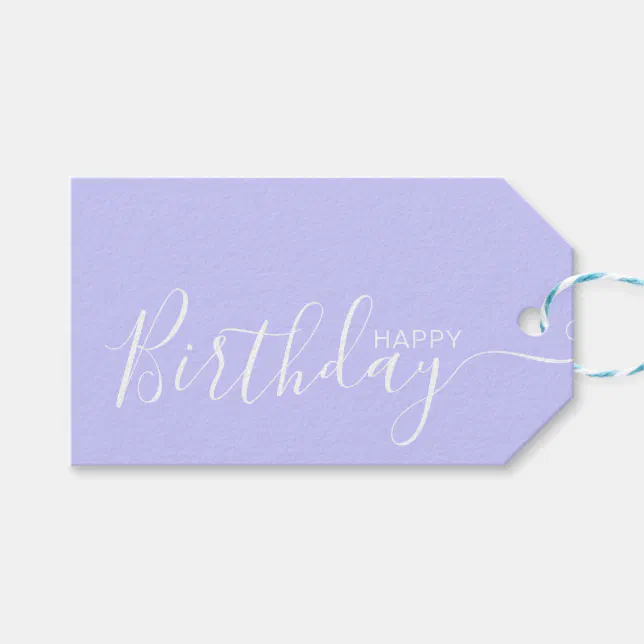Happy Birthday Periwinkle White Modern Gift Tags | Zazzle