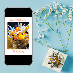 Happy Birthday Personalize Clown Fish Card | Zazzle