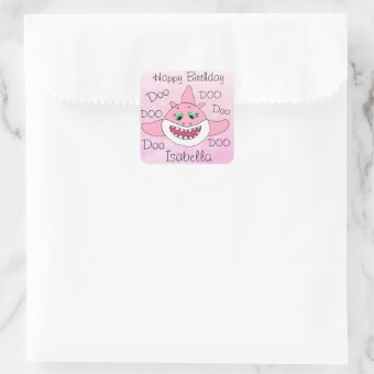 Happy Birthday Personalized Baby Shark Square Sticker | Zazzle