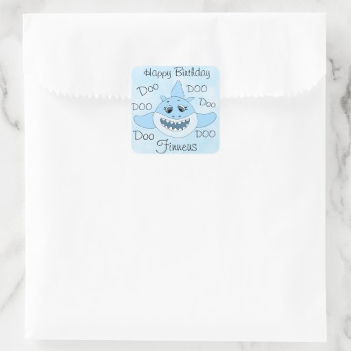 Happy Birthday Personalized Baby Shark Square Sticker | Zazzle