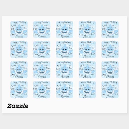 Happy Birthday Personalized Baby Shark Square Sticker | Zazzle