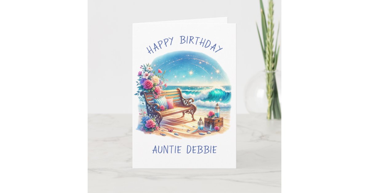 Happy Birthday Personalized Beach Theme Card | Zazzle