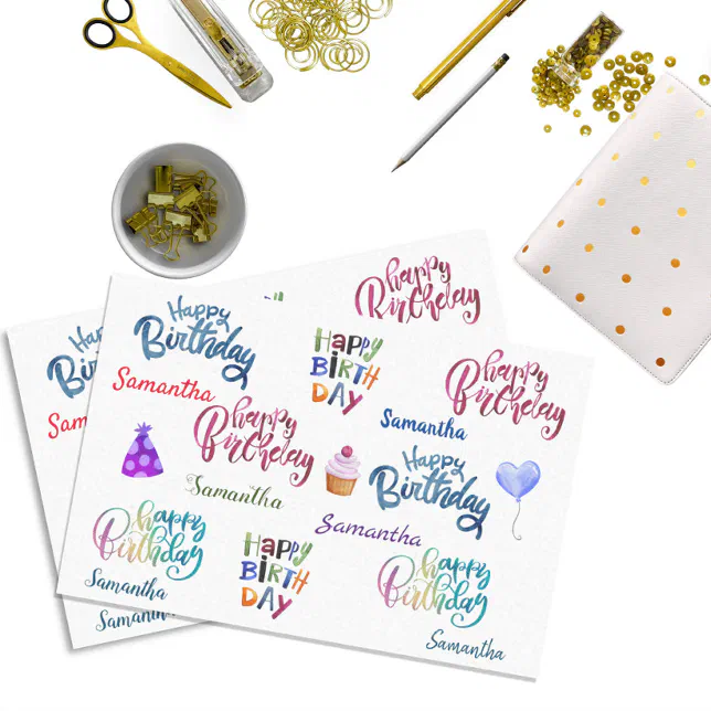 Happy Birthday Personalized Custom Party Name Tissue Paper | Zazzle