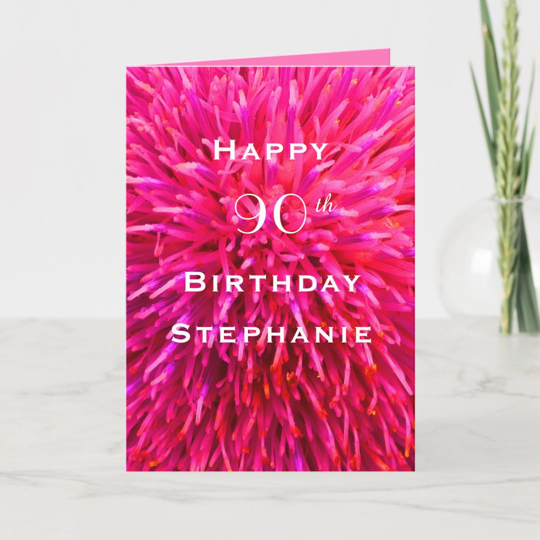Happy Birthday, Personalized, Hot Pink Abstract Card | Zazzle