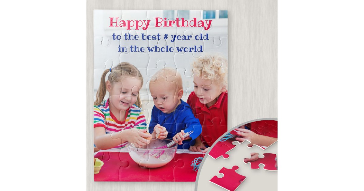 Happy Birthday Personalized Kids Photo Jigsaw Puzzle | Zazzle