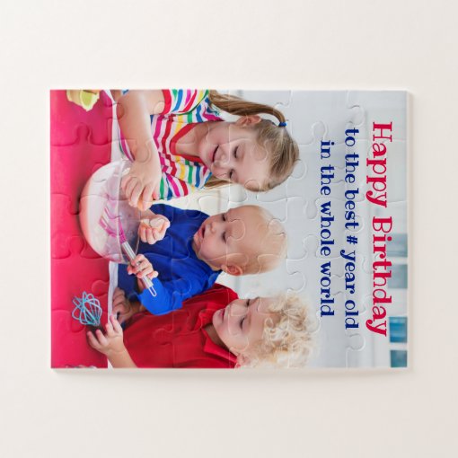 Happy Birthday Personalized Kids Photo Jigsaw Puzzle | Zazzle
