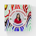 Happy Birthday Photo Colorful Stripes Personalize Paperweight | Zazzle