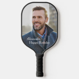 Happy Birthday Photo Family Dad Father Custom Pickleball Paddle | Zazzle